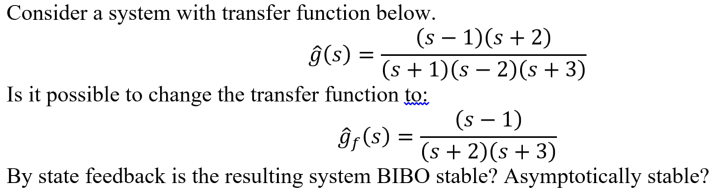 Solved Consider a system with transfer function below. g | Chegg.com