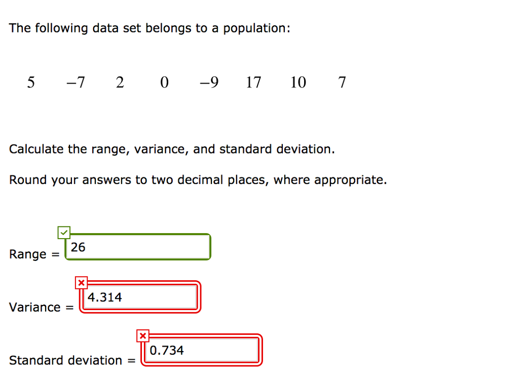 Solved The following data set belongs to a population: -7 2 | Chegg.com