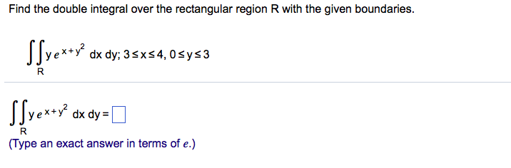 Solved Find the double integral over the rectangular region | Chegg.com