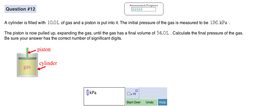 Solved A cylinder is filled with 10.0L of gas and a piston | Chegg.com