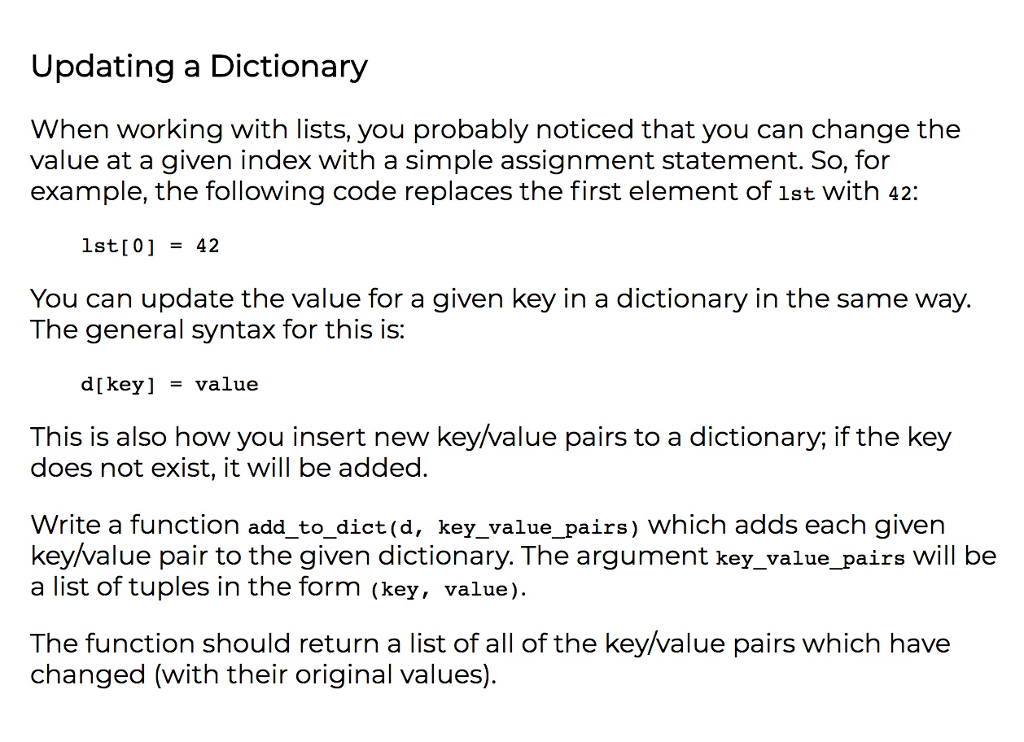 Solved Accessing A Dictionary Dictionaries Are Iterable