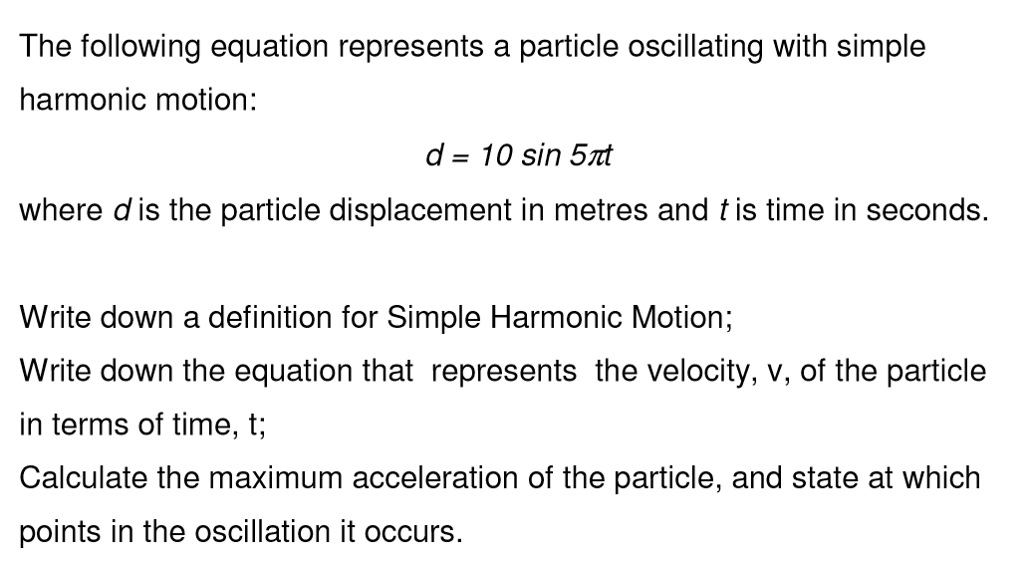 Solved The following equation represents a particle | Chegg.com
