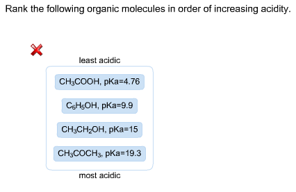 Solved Rank the following organic molecules in order of | Chegg.com