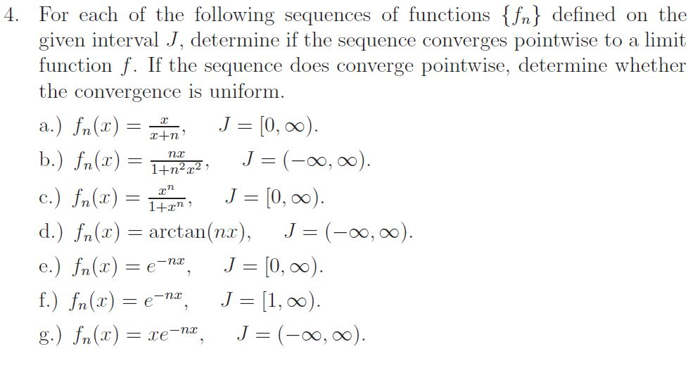 Solved For Each Of The Following Sequences Of Functions 