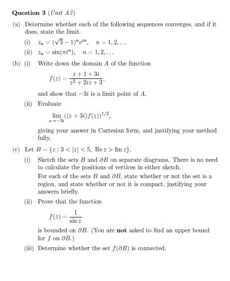 Solved Question 3 (Unit A3) (a) Determine whether each of | Chegg.com