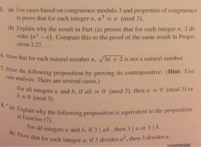 Solved Use cases based on congruence modulo 3 and properties | Chegg.com
