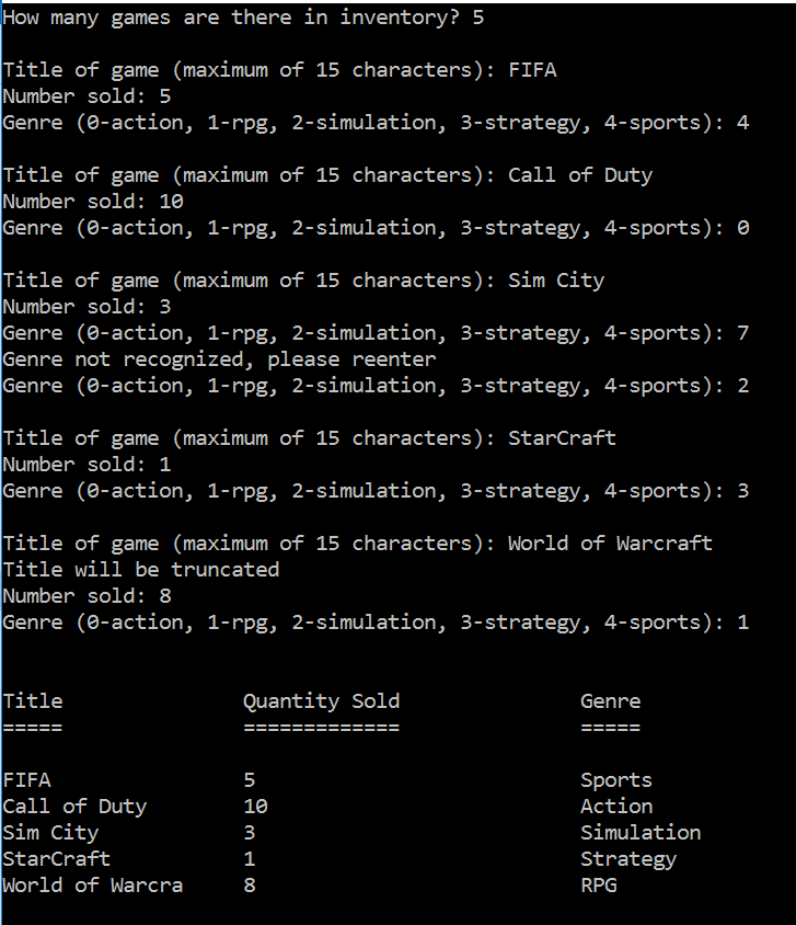Solved C Programming: inventory recording program: Construct | Chegg.com