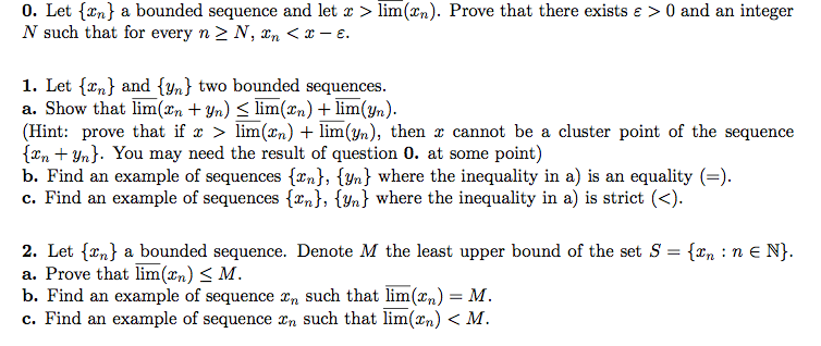 Solved 0. Let trn a bounded sequence and let z lim(zm). | Chegg.com