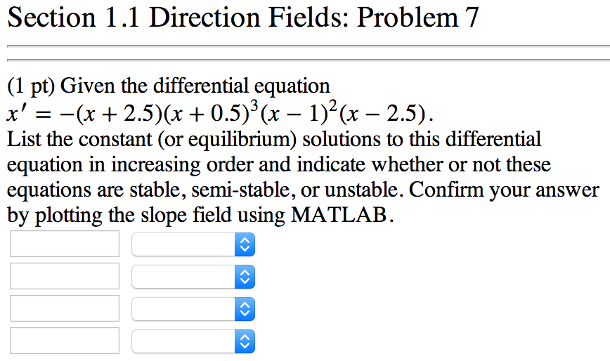 Solved Section 1 1 Direction Field Problem 7 1 Pt Given