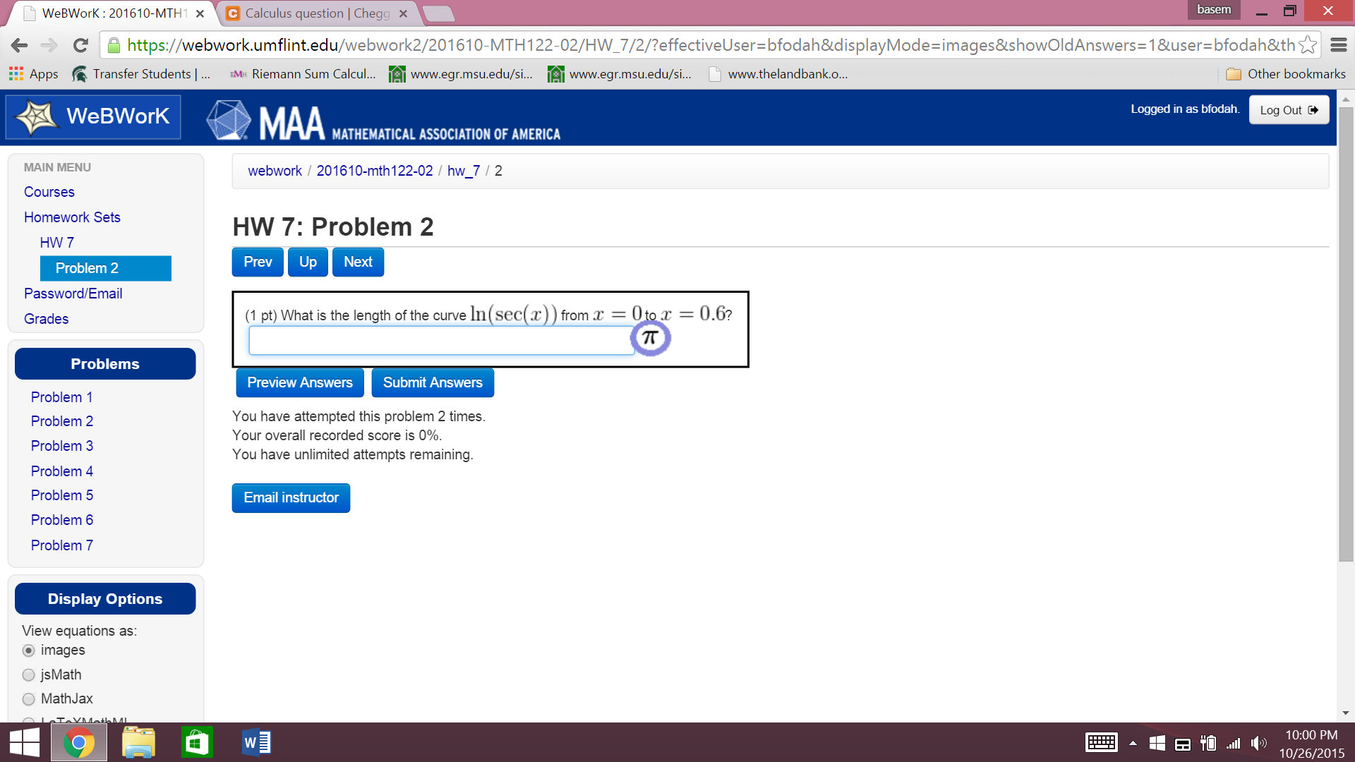 Solved WeBWorK 201610-MT H1 x c Calculus question I Chegg x | Chegg.com