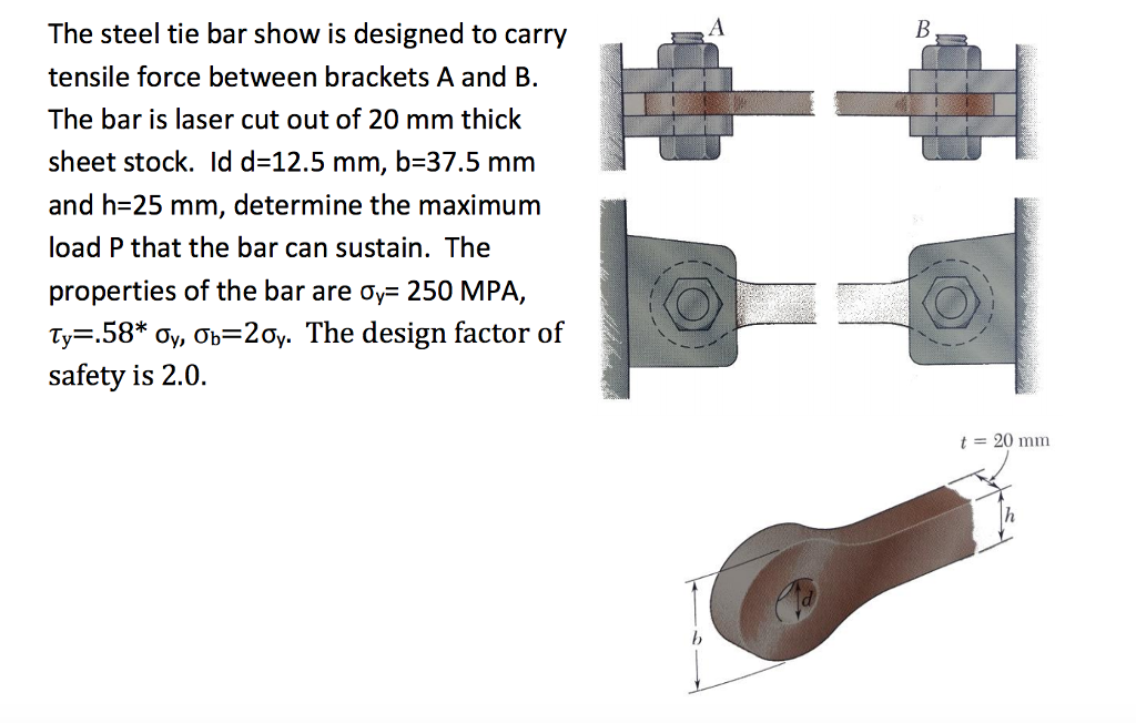 Solved The steel tie bar show is designed to carry tensile | Chegg.com