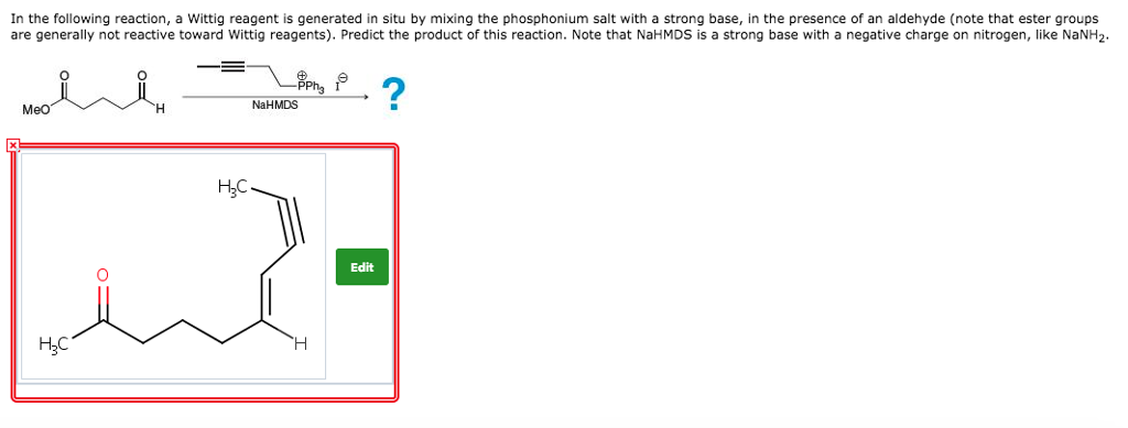 Solved In the following reaction, a Wittig reagent is | Chegg.com