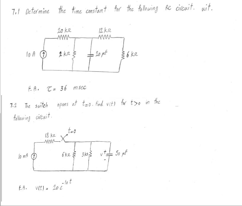 Solved: Determine The Time Constant For The Following Rc C... | Chegg.com