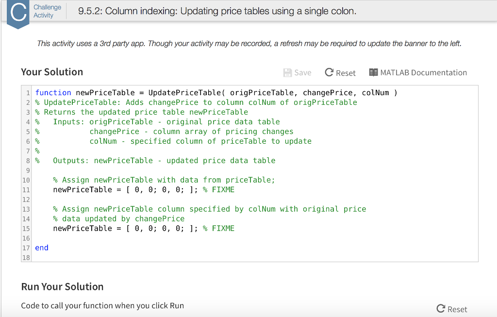 Solved Function newPriceTable = | Chegg.com