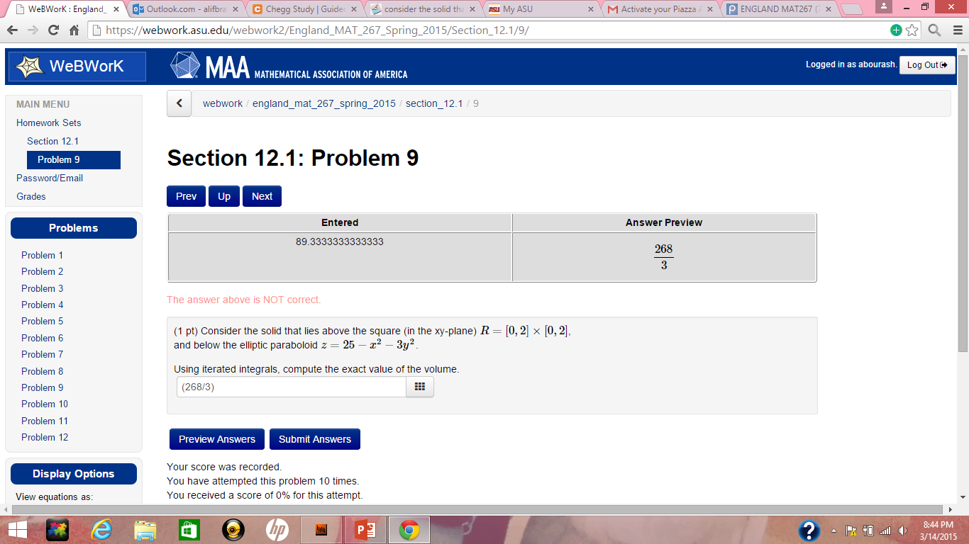 Solved WeBWorK Eng d x O Outlook.com alifbra x C Chegg Study | Chegg.com