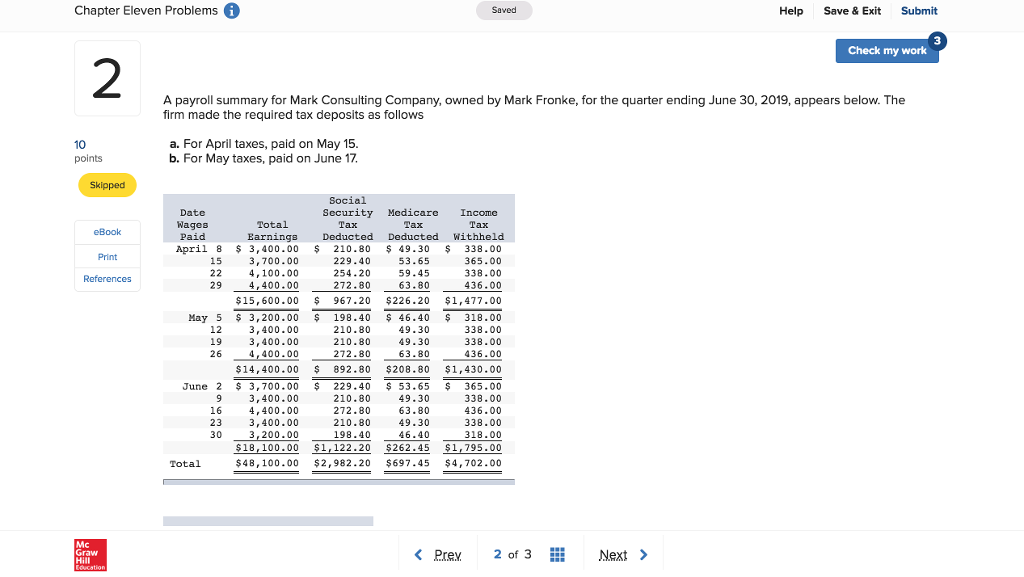 Solved Chapter Eleven Problems Help Save & Exit Submit Saved | Chegg.com