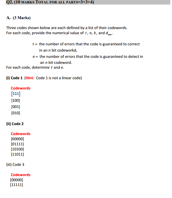 Solved Q2. (10 MARKS TOTAL FOR ALL PARTS-3+3+4) A. (3 Marks) | Chegg.com