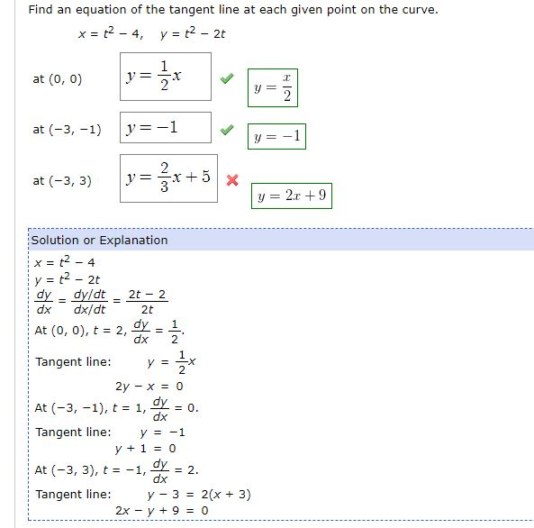 Solved Find an equation of the tangent line at each given | Chegg.com