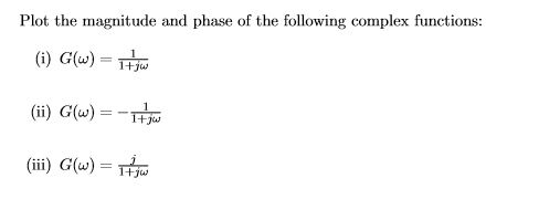 Solved Plot the magnitude and phase of the following complex | Chegg.com