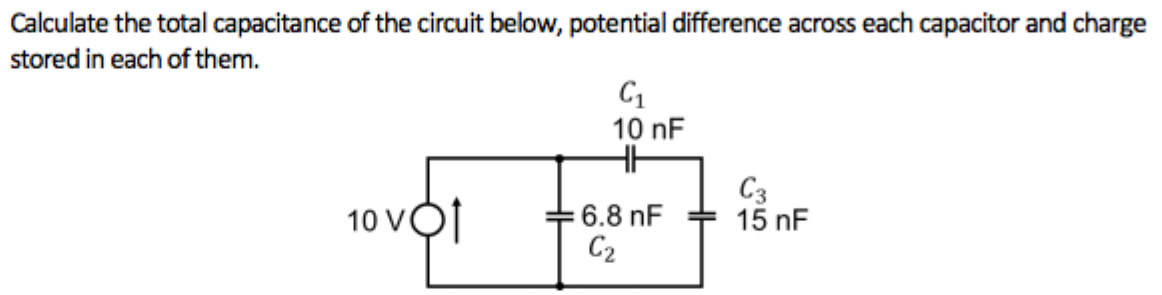 Solved Calculate the total capacitance of the circuit below, | Chegg.com