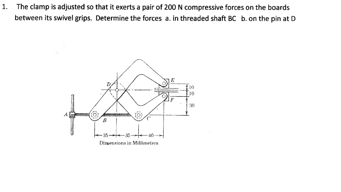 Solved 1. The clamp s adjusted so that t exerts a pair of | Chegg.com