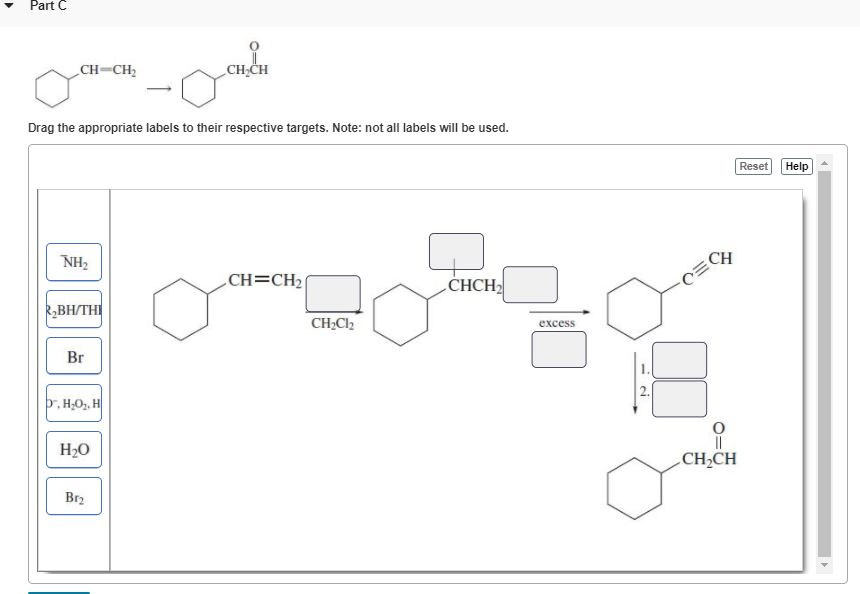 Solved Part C CH CH2 CH2CH Drag the appropriate labels to | Chegg.com