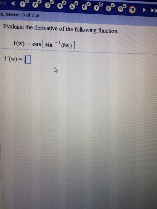 Solved Evaluate the derivative of the following function. | Chegg.com