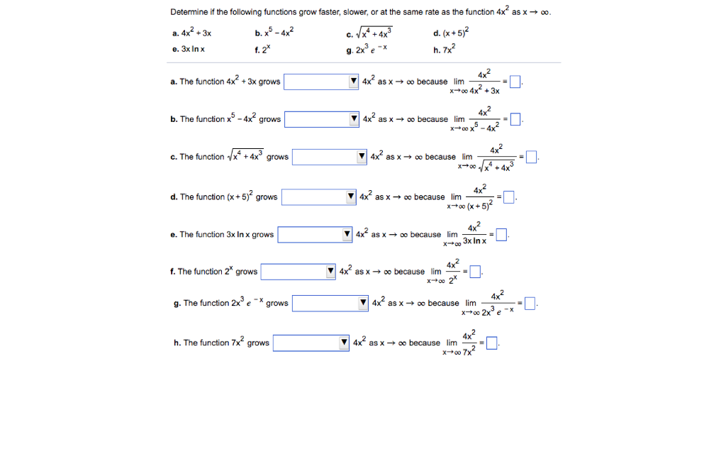 Solved Determine if the following functions grow faster, | Chegg.com