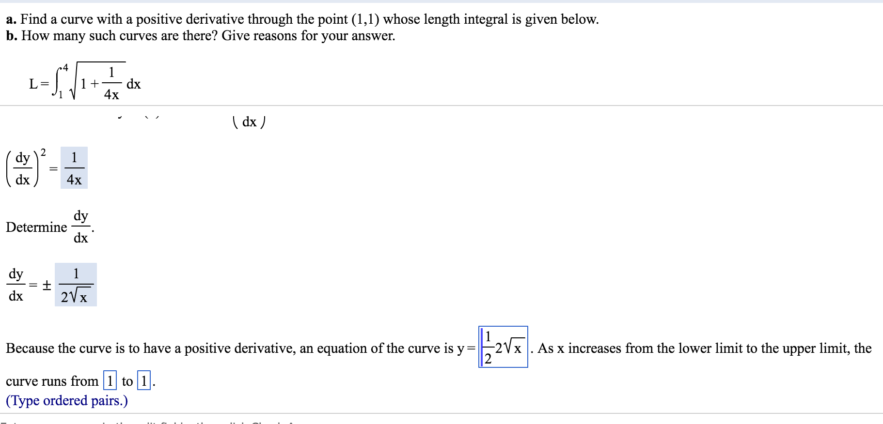 Solved Find a curve with a positive derivative through the | Chegg.com