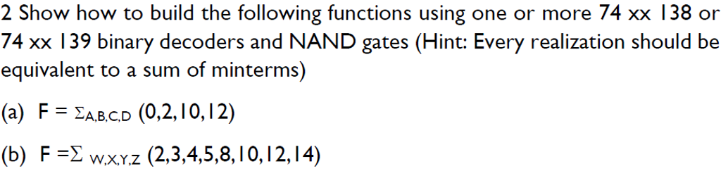 Solved Show how to build the following functions using one | Chegg.com