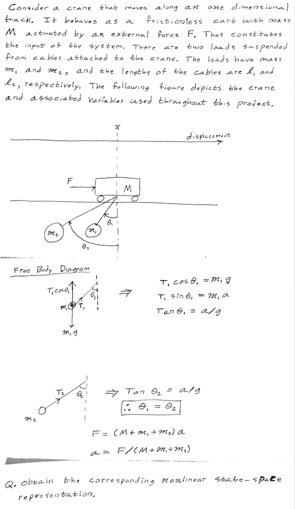 Solved Consider a crane that moves along an one dimensional | Chegg.com