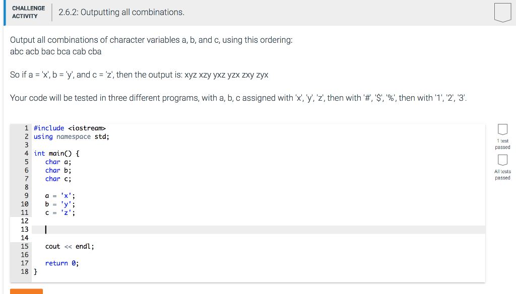 Solved Chaleg 2 6 2 Outputting All Combinations Activity