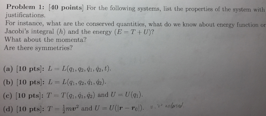 Solved Problem 1: [40 points] PFor the following systems, | Chegg.com
