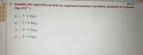 Solved Simplify the logarithm so that no argument contains a | Chegg.com