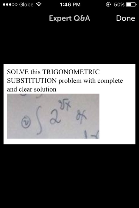 Solved SOLVE this TRIGONOMETRIC SUBSTITUTION problem with | Chegg.com