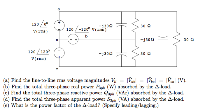 Solved Find the line-to-line rms voltage magnitudes Vu = | Chegg.com