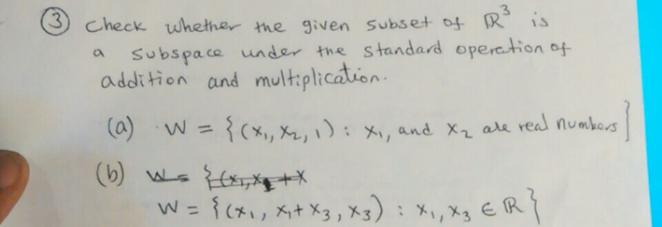 Solved Subs et o R check whether the given a Subspace under | Chegg.com