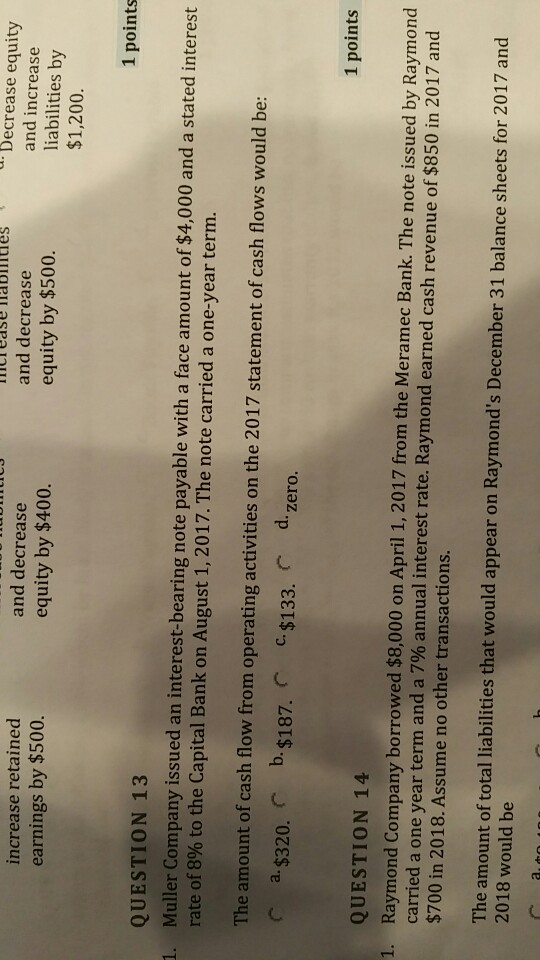 Solved D Decrease Equity Iicl Ease Llabinties Increase 7859