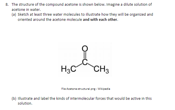 Solved The structure of the compound acetone is shown below. | Chegg.com