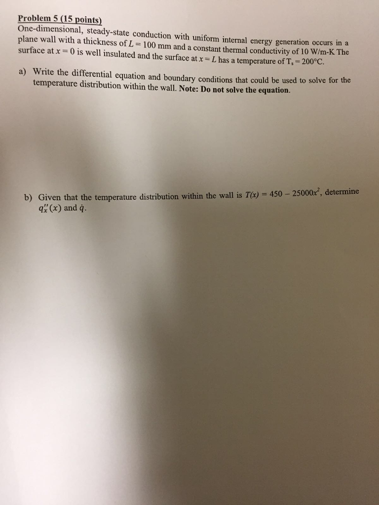 Solved Problem 5 15 Points One Dimensional Steady State