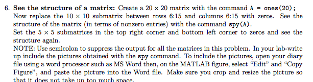 Solved See the structure of a matrix: Create a 20 times 20 | Chegg.com