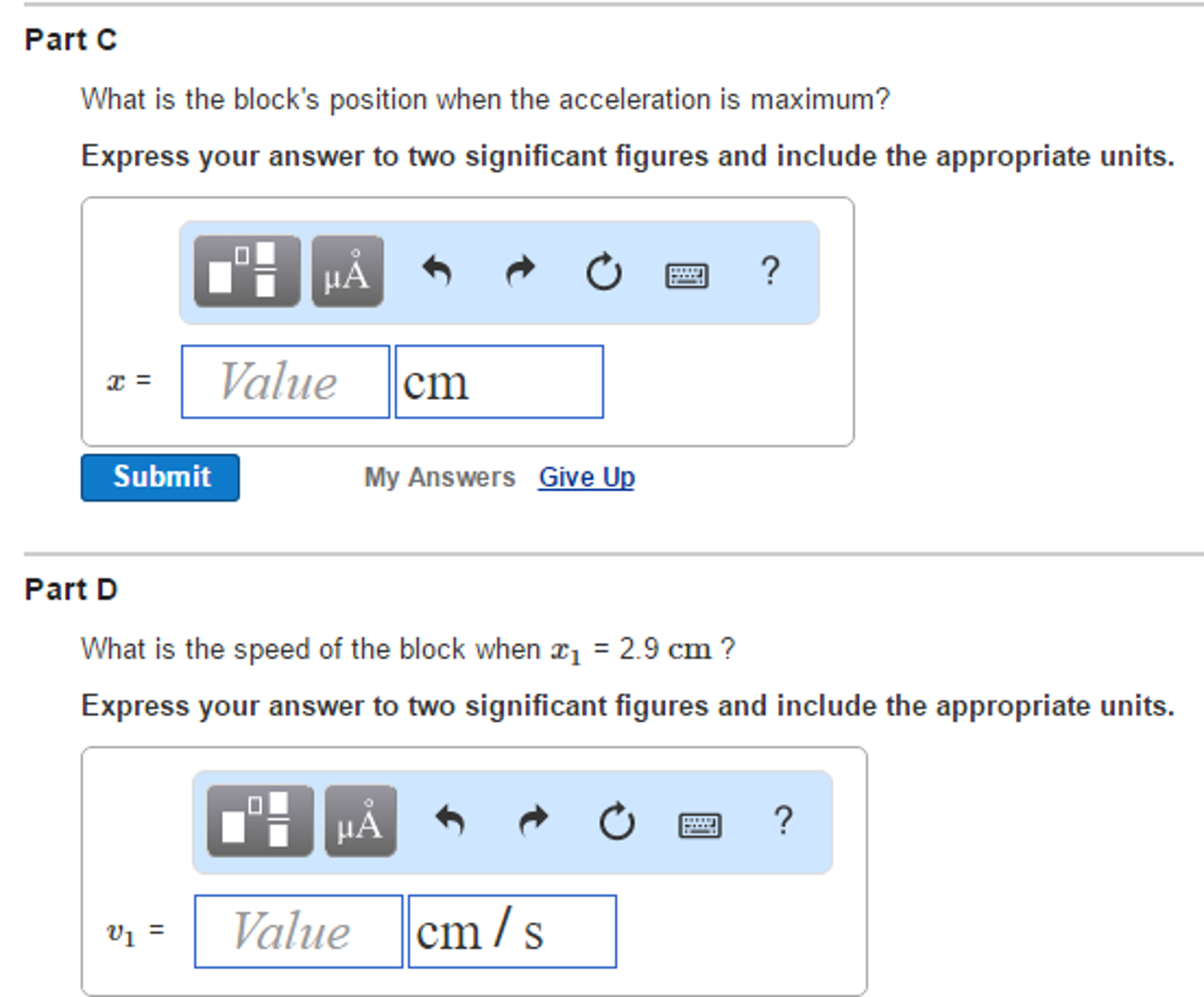 Solved What is the block's maximum acceleration? What is the | Chegg.com