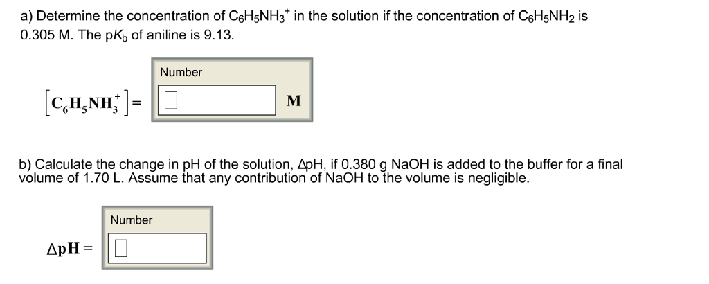 Solved a) Determine the concentration of C6H5NH in the | Chegg.com