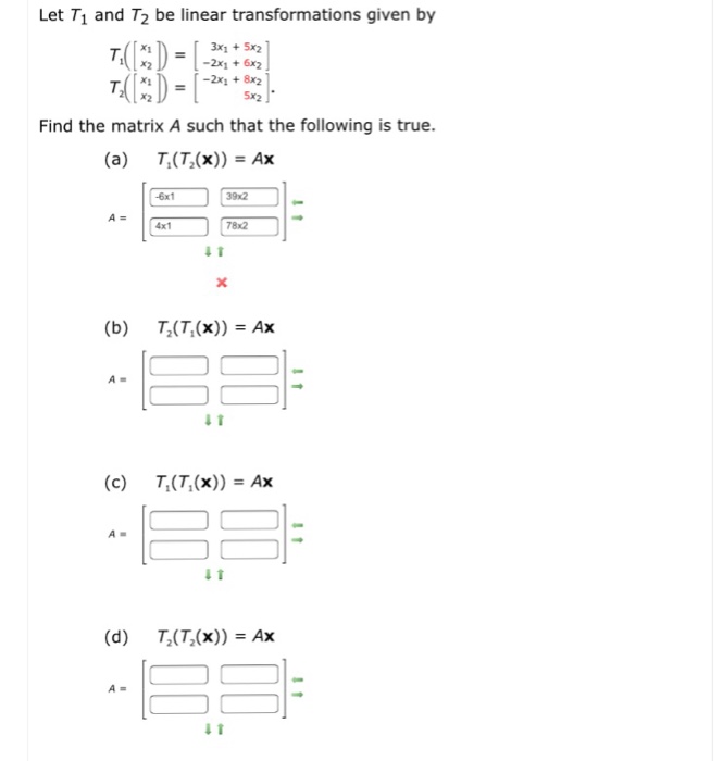 Solved Let T_1 and T_2 be linear transformations given by | Chegg.com