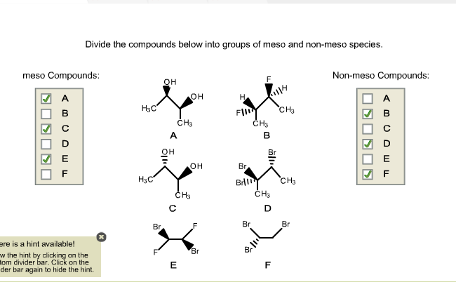 Solved Divide the compounds below into groups of meso and | Chegg.com