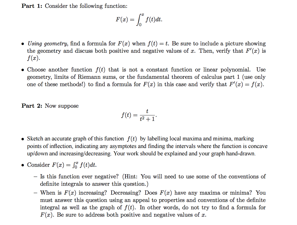 Solved Consider the following function: F(x) = integral^x_0 | Chegg.com