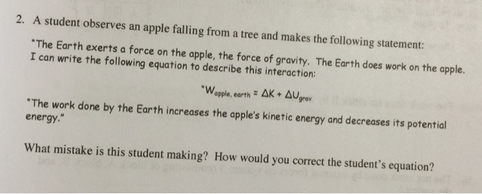 Solved 2. A student observes an apple falling from a tree | Chegg.com