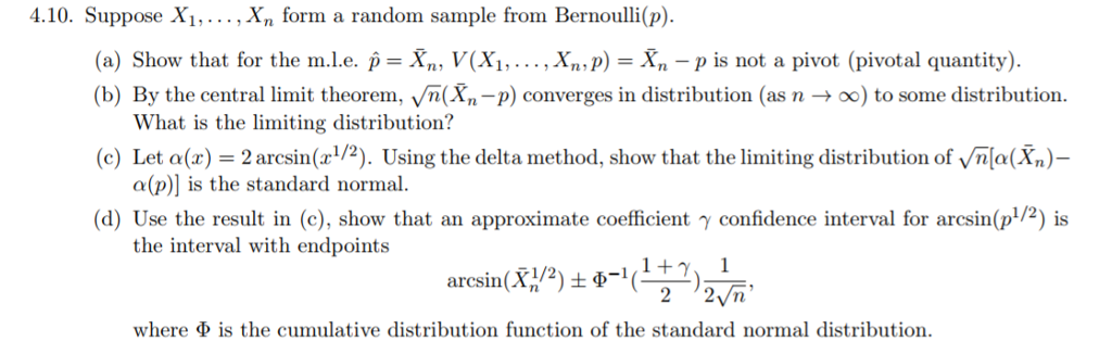 4.10. Suppose X1,..., Xn form a random sample from | Chegg.com 4.10. Suppose X1,..., Xn form a random sample from | Chegg.com