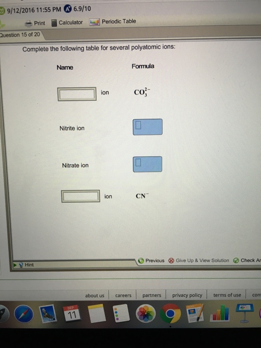 Solved Complete the following table for several polyatomic | Chegg.com