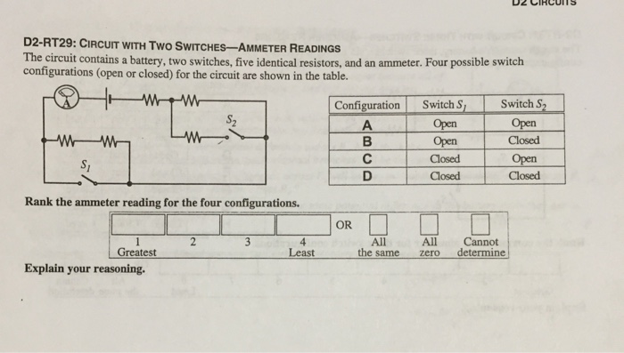 Solved The circuit contains a battery, two switches, five | Chegg.com